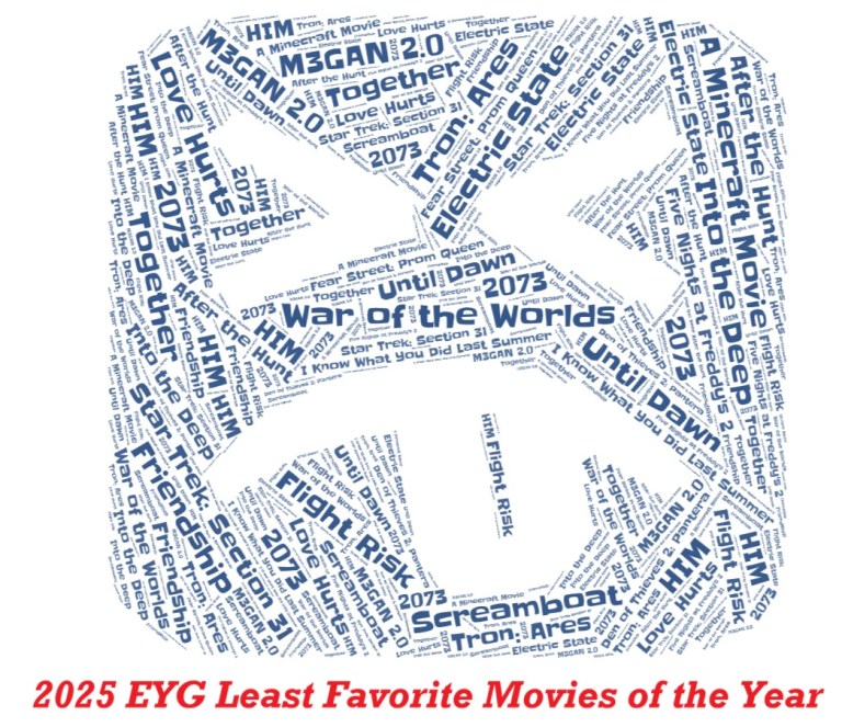 Word Cloud: 2025 Least Favorite Movies | EYG- Embrace Your Geekness